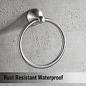 Orlif Bathroom Towel Ring，Metal Heavy Duty Metal Hand Towel Holder Round Bath Towel Holder Hangers with Wall Mount Hardware（2 Pack，Drill Needed） (Brushed Nickel)