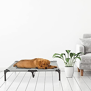 PETMAKER Elevated Dog Bed – 36x29.75 Portable Bed for Pets with Non-Slip Feet – Indoor/Outdoor Dog Cot or Puppy Bed for Pets up to 80lbs Large (Gray)