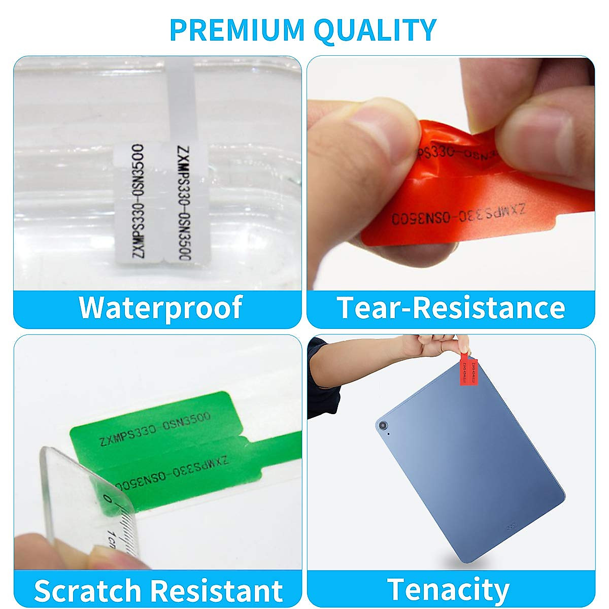 300 Cable Labels, JIQEZNL 10 Colors Cord Labels Tags for Electronics, Waterproof Labeling Wire for Cable Management, Self Adhesive Wire Labels Tags Printable for Laser Printer and Identification