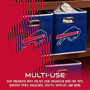 Franklin Sports Buffalo Bills NFL Storage Bin - Collapsible Cube Container + Storage Basket - NFL Office, Bedroom + Living Room Décor - 11"x11"