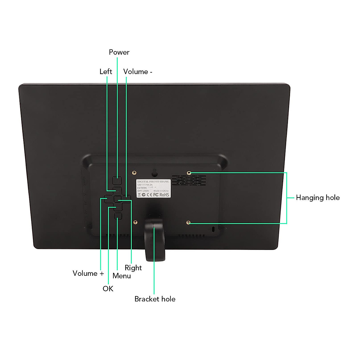 Digital Photo Album, 100‑240 V USB Interface Large Storage Digital Photo Frame Multiformat Playback for Images (US Plug)