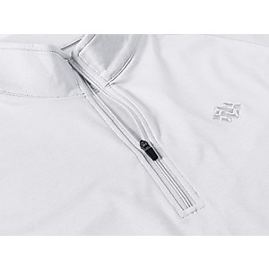 MoFiz Men's Golf Shirts Long Sleeve Shirts Sports Polo Shirts Athletic Jersey Shirts Inner Fleece Pull-on Zipper White Size L