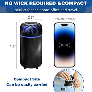 Generic Car Diffuser Humidifier Aromatherapy Essential Oil Diffuser USB Mist Mini Portable Diffuser for Car Home Office Bedroom, 100ML, Black