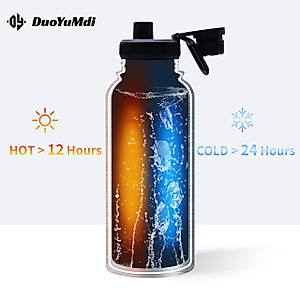 DY DuoYuMdi 32oz Vacuum insulation Stainless Steel Water Flask Straw Lid Keeps Hot and Cold 12 Hour Very Suitable for Outdoor Sports, Fitness(blue powder).