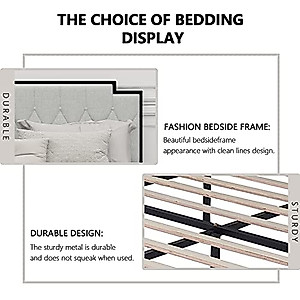 AGARTT Upholstered Platform Full Size Bed Frame with Headboard Premium Stable Wood Slat Support No Box Spring Required Light Grey