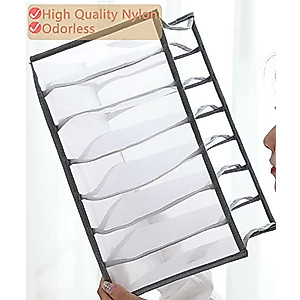 MUIRK Upgraded Wardrobe Clothes Organizer for Jeans/T-Shirts/Socks/Bra,7PCS Clothes Organizer for Folded Clothes,Designed with Transparent Nylon Mesh(7PCS:2Jeans+2Shirt+1Panties+1Sock+1Bra)