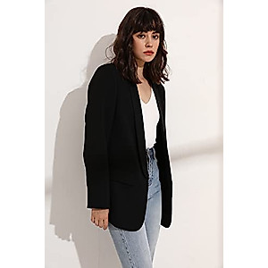 Womens Casual Blazers Open Front Long Sleeve Work Office No Buckle Jackets Blazer (as1, Alpha, x_l, Regular, Regular, Black)