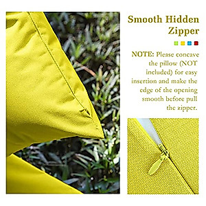Lewondr Waterproof Outdoor Throw Pillow Cover, 2 Pack Solid PU Coating Throw Pillow Case UV Protection Garden Cushion Cover for Patio Sofa Couch Balcony 18"x18"(45x45cm) - Yellow