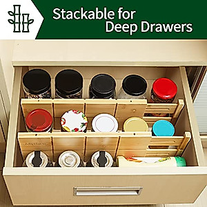 Mythco Adjustable Bamboo Drawer Dividers with Inserts and Liner, Expandable Drawer Organizer for Kitchen Large Utensils, Office Desk, Bedroom Dressers, Nightstand and Bathroom Vanity (17-22 inches)