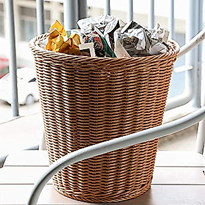 Paper plastic wastebasket Waste Basket Garbage Container Bin Plastic Woven Storage Baskets Decorative Round Trash Can for Bedroom Desktop Utility Rooms garbage container Garages retro waste bin