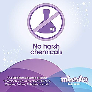 Mimadito Chamomile – Lightly Scented Baby Wipes (864 Wipes: 12 Packages of 72 Wet Wipes)