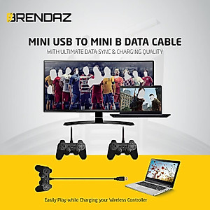 BRENDAZ Mini USB Cable 15ft., Durable USB Mini to USB Charging Cord & Data Transfer Compatible with GoPro HERO4 Hero 3+, Garmin GPS, TI-84 Plus, TI84 Calculator, Dash Cam, DSLR Camera, USB Mic.