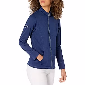 Callaway Women's Golf Full Zip Long Sleeve Fit Fleece Jacket, Blueprint Heather, Medium