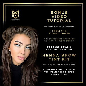 Eyebrow Henna Tint Kit Dyes Brow Hair | BONUS VIDEO TUTORIAL | Professional Salon & At Home DIY Brow Coloring kit | Vegan Cruelty Free | Complete Kit Instant Semi Permanent Coloring | MG COSMETICS