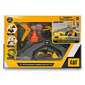 CAT Construction Toys, CAT Little Machines Vehicles Play Mat with Collectible Construction Vehicles, Sensory Toys for Kids Ages 3 and up