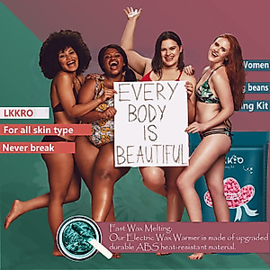 LKKRO Waxing Kit, Wax Warmer Hair Removal for Women, Brazilian Wax Melting Pot, Home Waxing Hair Removal kit with 4 Bags Hard Wax Beans & 10 Applicator Sticks, for Body, Legs, Face, Underarm, Bikini,