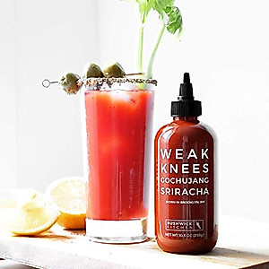 Weak Knees Gochujang Sriracha Hot Sauce | 10.5 oz Easy Squeeze Bottle | Classic Sriracha Chili Sauce mixed with Korean Gochujang Chili Paste | Foodie Gifts, Hot Sauce Gifts, Gifts for Men