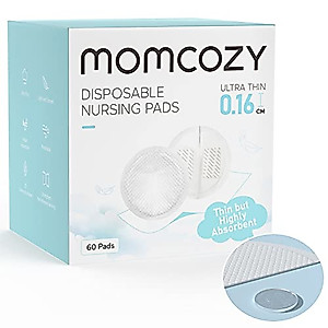 Momcozy Ultra-Thin Disposable Nursing Pads, Ultra-Absorbent and Breathable Portable Breast Pads for Mothers, Keep Dry Continuously, Make Breasts Light and Unburdened, Individually Packaged（60 Count）