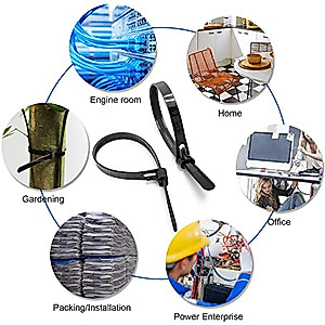 Releasable Zip Ties 12 inch Heavy Duty Reusable Cable Ties, Black Cable Ties, 100 Pieces