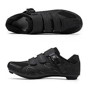 Vicogn Mens Womens Cycling Shoes Compatible with Peloton Indoor Bicycle Pedals Clip in Road Bike Shoes Pre-Installed with Look Delta Cleats (Black,US 12) 47