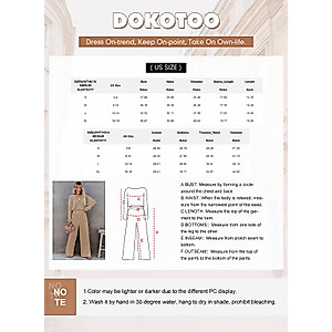 Dokotoo Womens Two Piece Outfits Casual Crew Neck Long Sleeve Tops 2 Piece Fall Outfits for Women Solid Wide Leg Pants Set 2024 Trendy Wedding Guest Sweatsuit Palazzo Pants Tracksuit L Red