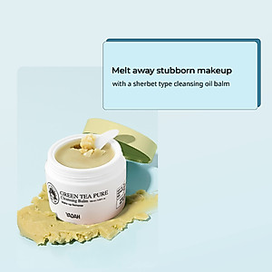 YADAH Green Tea Cleansing Balm (3.38fl oz) - Makeup Remover, Moisturizing, Residue-Free. Korean Skin Care. Vegan, Hypoallergenic.