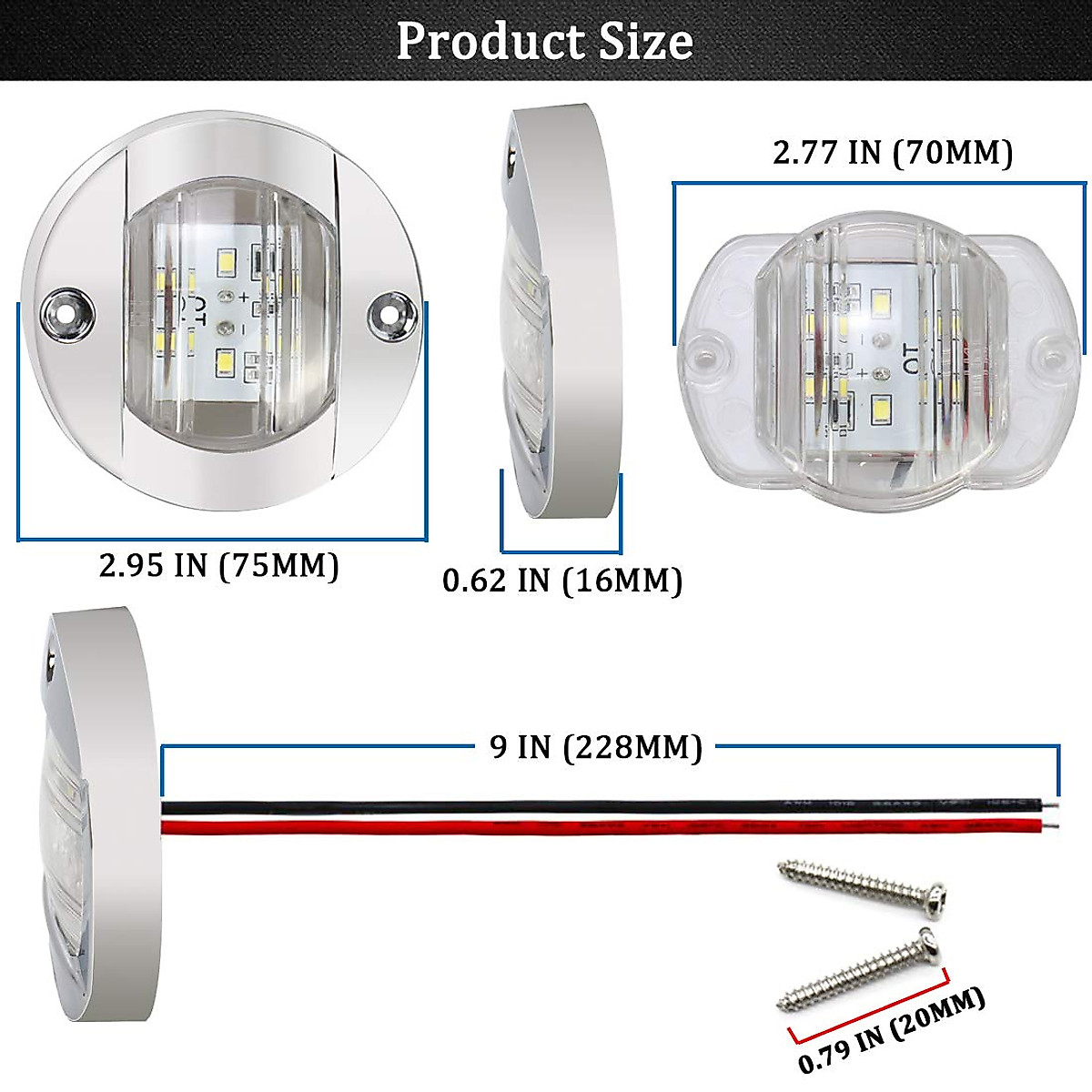 Boaton Boat LED Night Fishing Lights, Courtesy Lights, Deck Lights, Marine Boat Led Lights, Boat Interior Lights, Boat Navigation Lights, Navigation Lights For Boats Led (White)