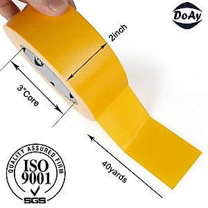 DOAY Yellow Duct Tape Heavy Duty - Upgraded to 9-Mil Thickness, 2 Inches x 40 Yards, Bright Color, Waterproof, Easy to Tear - Great for DIY, Repairs, Industrial, Professional Use, Indoor & Outdoor Use