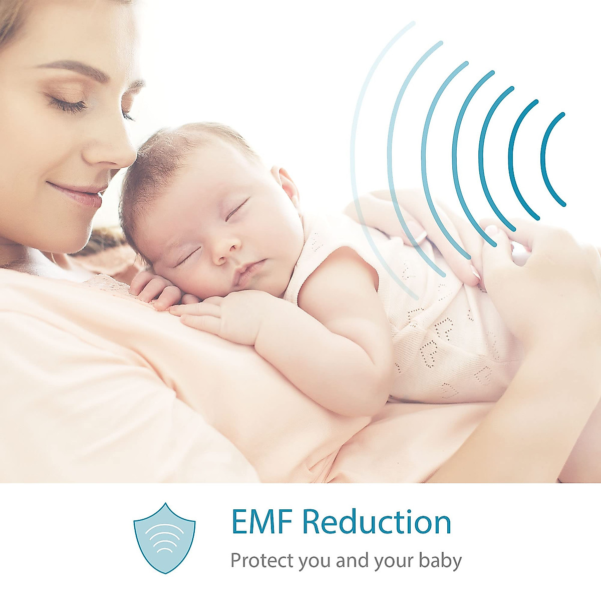 Moonybaby EMF Reduction Baby Monitor with 4 Cameras for 4 Rooms, QuadView 30, No WiFi, 5" 720p HD Quad View Screen, 20 Days Stand-by Battery Life, Room Temperature Display