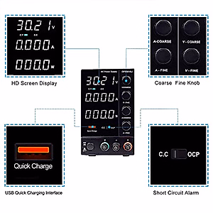 MROTEX Programmable DC Power Supply, Adjustable DC Power Supply 30V 10A Laboratory Power Supply Adjustable 60V 5A USB Regulated Switching Power Supply (Size : 30V 5A 150W)