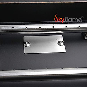 Skyflame 30" x 10" Rectangular Dual Burner Pan Drop-in Fire Pit Pan with H-Burner for DIY Fire Pit and Outdoor Fireplace - Made of Steel, Black