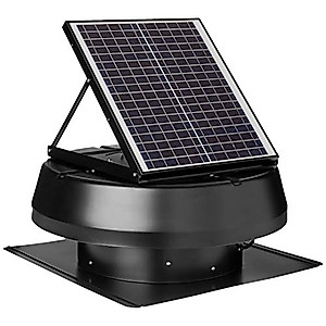 iLIVING HYBRID Ready Smart Thermostat Solar Roof Attic Exhaust Fan, 14", 1750 CFM, 2500 Coverage Area, Black