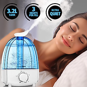 AyayaBoss Small Humidifiers for Bedroom, Ultrasonic Air Humidifiers for Home, 3.2L Cool Mist Humidifier, Auto Shut Off, 360° Nozzle for Single Room, Baby Room, Small House, Kids Nursery, Indoor Plant