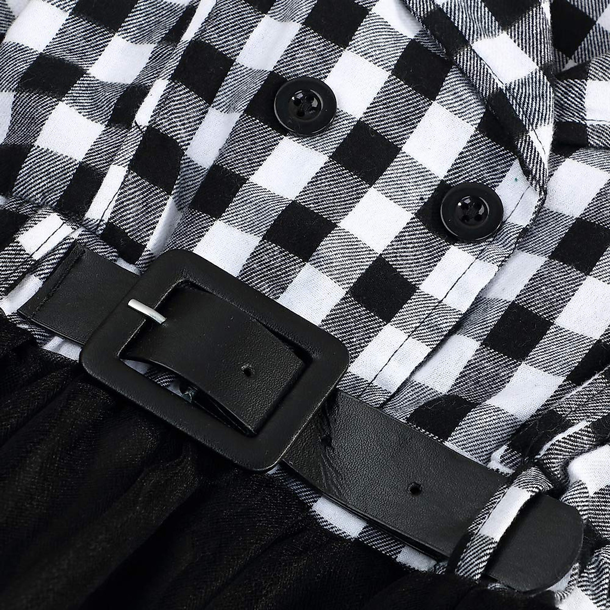 Goodplayer Little Kids Baby Girl Dresses Red Plaid Tutu Skirt Party Princess Formal Outfit Clothes (4-5 Years, White #a)