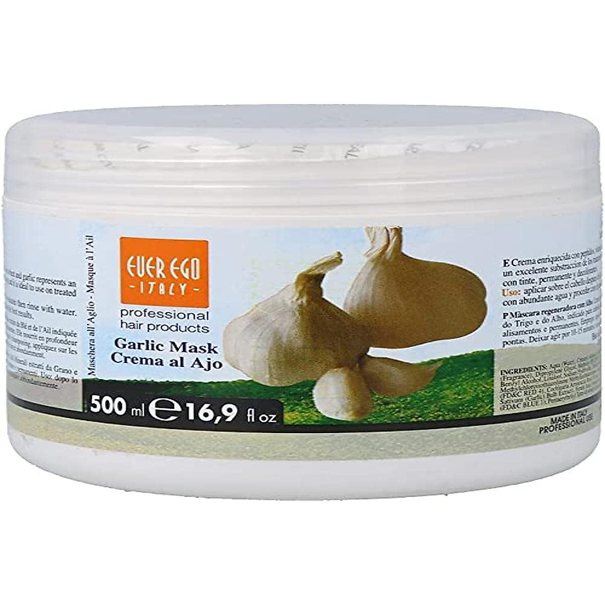 Ever Ego Italy Garlic Mask For Damaged, Bleached or Colored Hair | Repairing And Hydrating Hair Care Product For Men And Women | 500ml Tub
