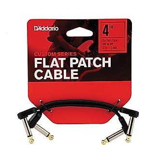 D'Addario Accessories Instrument Cable, Flat-Right Angle, 4 in (PW-FPRR-204)