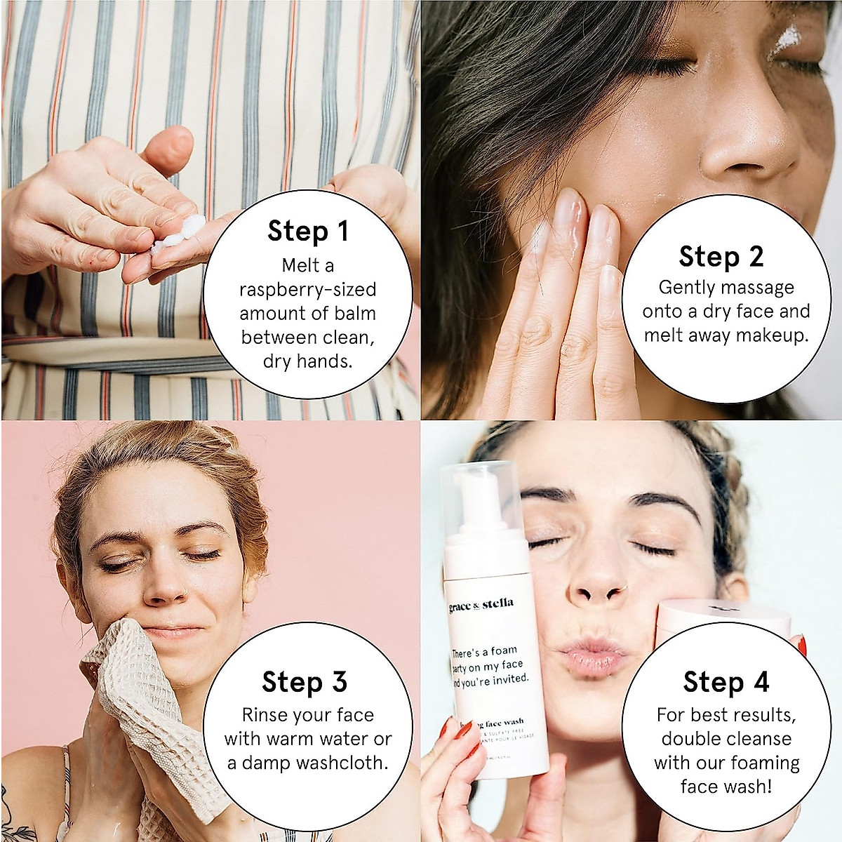 grace & stella Cleansing Balm (4.3 oz/125 ml) Makeup Cleansing Balm - Makeup Remover Balm for All Skin Types to Gently Meltaway Mascara, Eyeliner and Makeup - Fragrance Free, Vegan