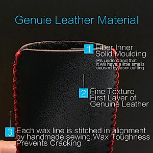 MECHCOS Compatible with Ram 1500 Limited Truck Pickup 6 Buttons Leather Case Key Fob Cover Keyless Remote Holder Protecter Key Chain