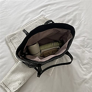 JQWYGB Puffer Tote Bag for Women - Large Puffy Tote Bag Purse Soft Padded Cotton Quilted Crossbody Bags Handbags for Travel Shoping (C Black)