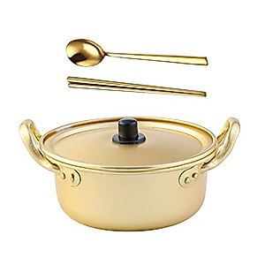 3 sets Sauce Xxcm Stockpots Korean Household Ramen Instant Enamel Pothot Pot Fast Golden Korea for Shin Hot-pot Kitchen Cm Metal Multipurpose Shabu Hot Bowl Stock Kimchi Appetizer