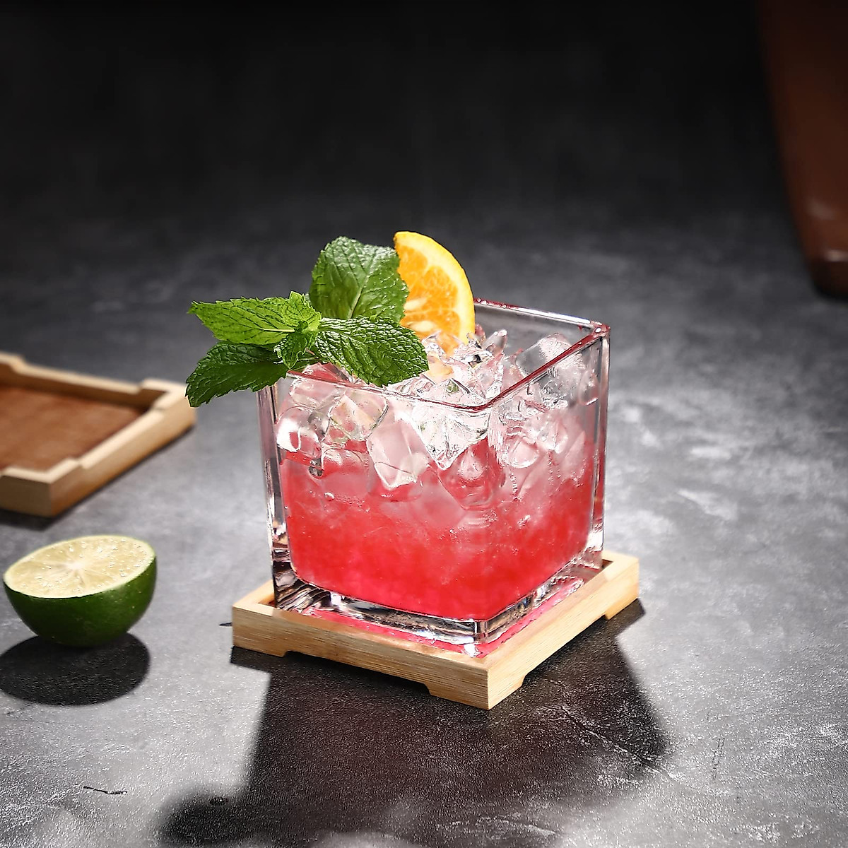 USEEKRIL Stemless Martini Glasses Set of 2 with Caviar Chiller - Martini Glass with Caviar Serve Bowl - Elegant Bar Cocktail Glasses Gift Set for Manhattan,Margarita,Martini,Cosmopolitan