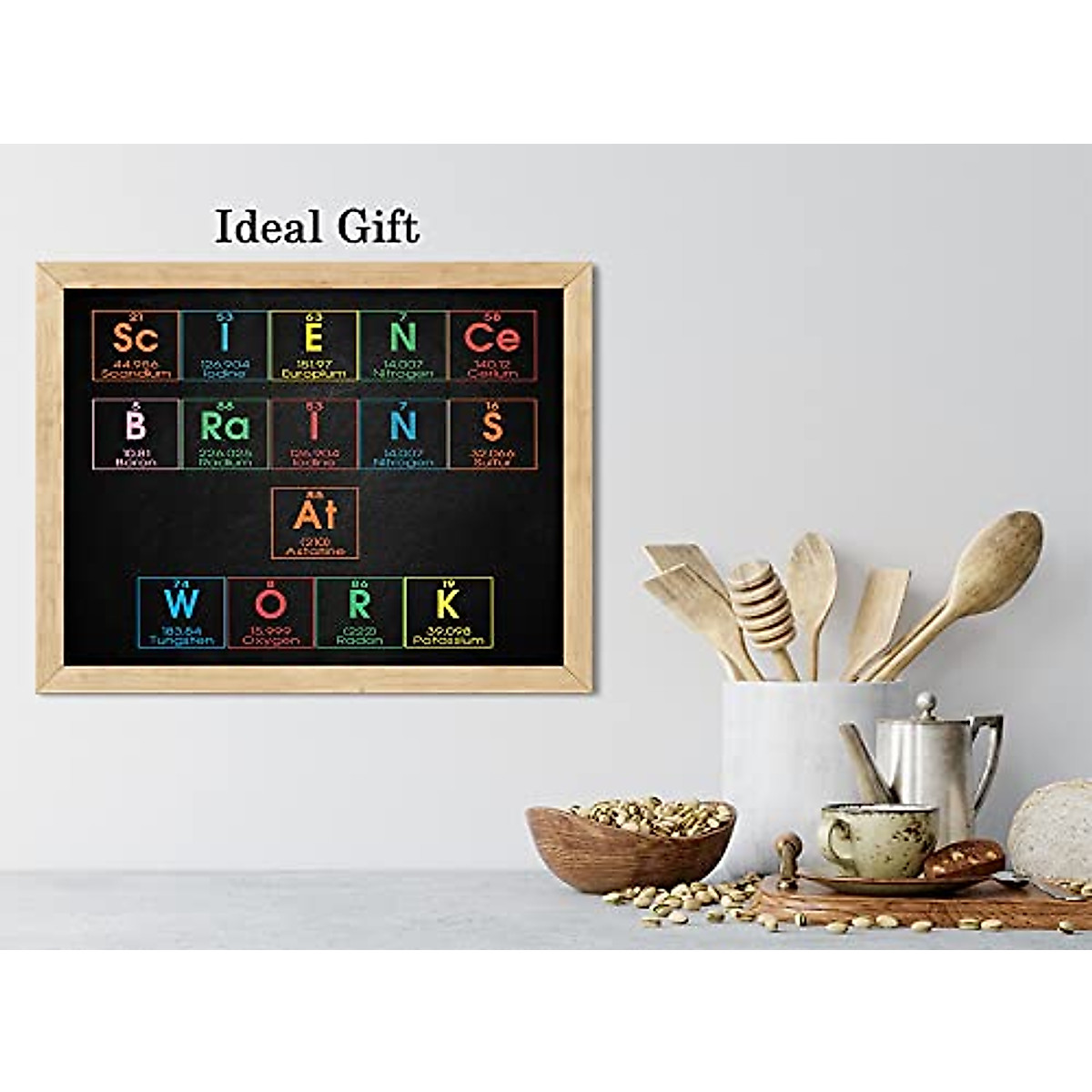 Science Brains At Work Periodic Table of Elements Print, 14"x11" Unframed Funny Science Poster, Chemistry Art Ideal for Science Lab, Teen Bedroom, Dorm Room, School Classroom or Home Decor