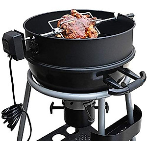 Pugmiia Onlyfire BRK-6025 Enamelled Rotisserie Ring Kit Fits Weber 57CM Charcoal Kettle Grill with Electric Motor for UK fits Most Others 57 cm Kettle BBQ