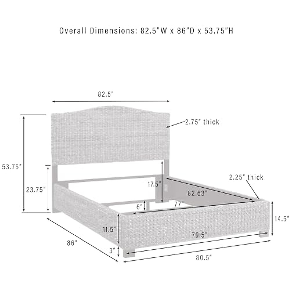 Crosley Furniture Serena Platform Bed, Handwoven Natural Fiber Rattan Headboard and Footboard Set, Banana Leaf, King