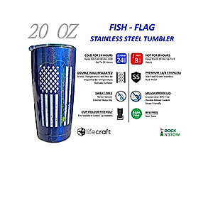 Lifecraft Fishing Gifts for Men Travel Tumbler Cup, Stainless Steel Coffee Mug with Lid, Funny Fisherman Themed Accessories, For Hot or Cold Drinks, Cool Dad Stuff Gift