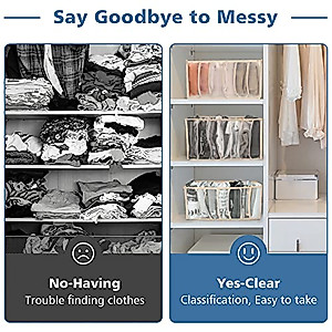 HIPTIS Wardrobe Clothes Organizer,5PCS Washable Drawer Organizers for Clothes Large Bedroom Closet Organization Storage Baskets for Organizing 7Grids for Jeans,T-shirts,Underwear