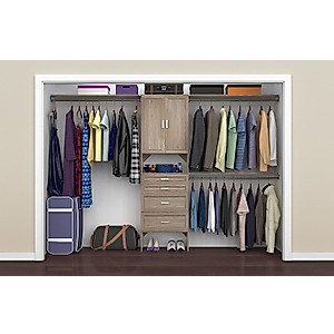 ClosetMaid SuiteSymphony Closet Organizer with Shelves, 2 Doors, 4 Drawers, 25-Inch-Natural Gray