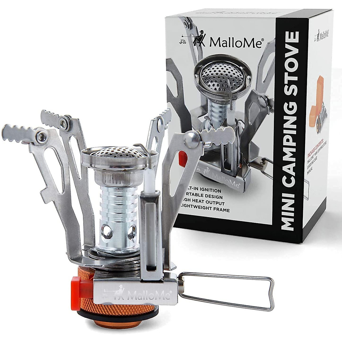 MalloMe 2L Camping Cookware Mess Kit with Backpack Stove - Camping Cooking Set - Camping Pot and Pans Backpacking Gear- Hiking Stove/Backpacking Stove - Camp Accessories Equipment