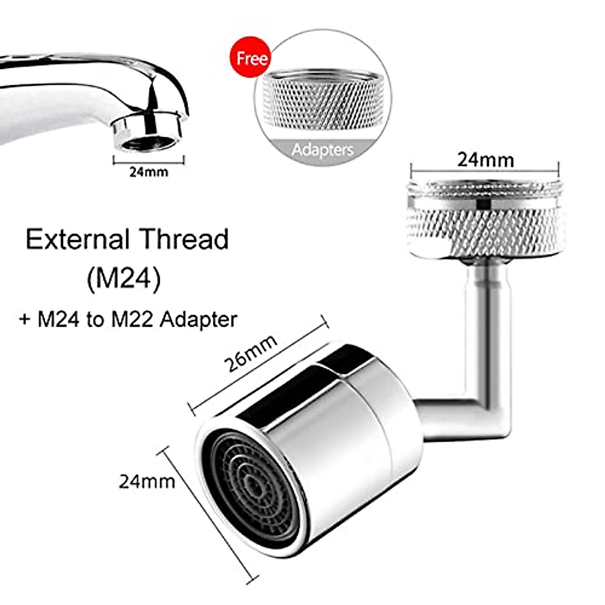 Splash Filter Faucet 720 Rotating Faucet Extender Aerator-Universal Faucet
