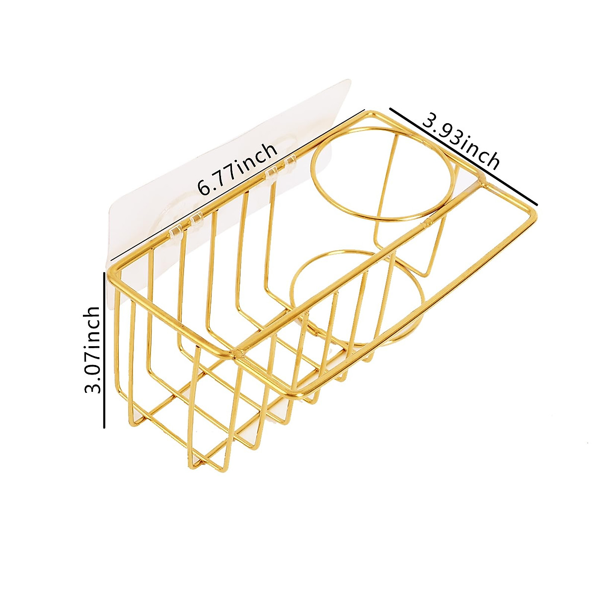 blueden 3-in-1 Adhesive Sink Caddy Kitchen Sink Organizer,Stainless Steel Sponge and Brush Holder for Kitchen Sink,Suitable for Sponges,Dish Cloth,Scrubbers, Soap, Kitchen, Bathroom.Gold